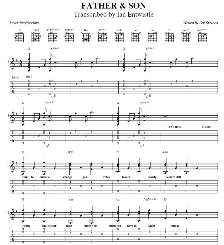 Father and Son (Cat Stevens) guitar tab - Ian Entwistle Father and Son (Cat Stevens) guitar tab - Ian Entwistle